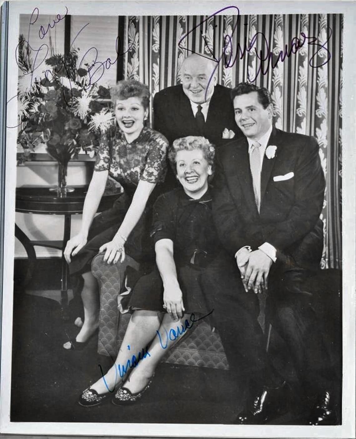 I Love Lucy Cast Signed Photo X3 lucille Ball, Desi Arnaz, Vivian Vance ...