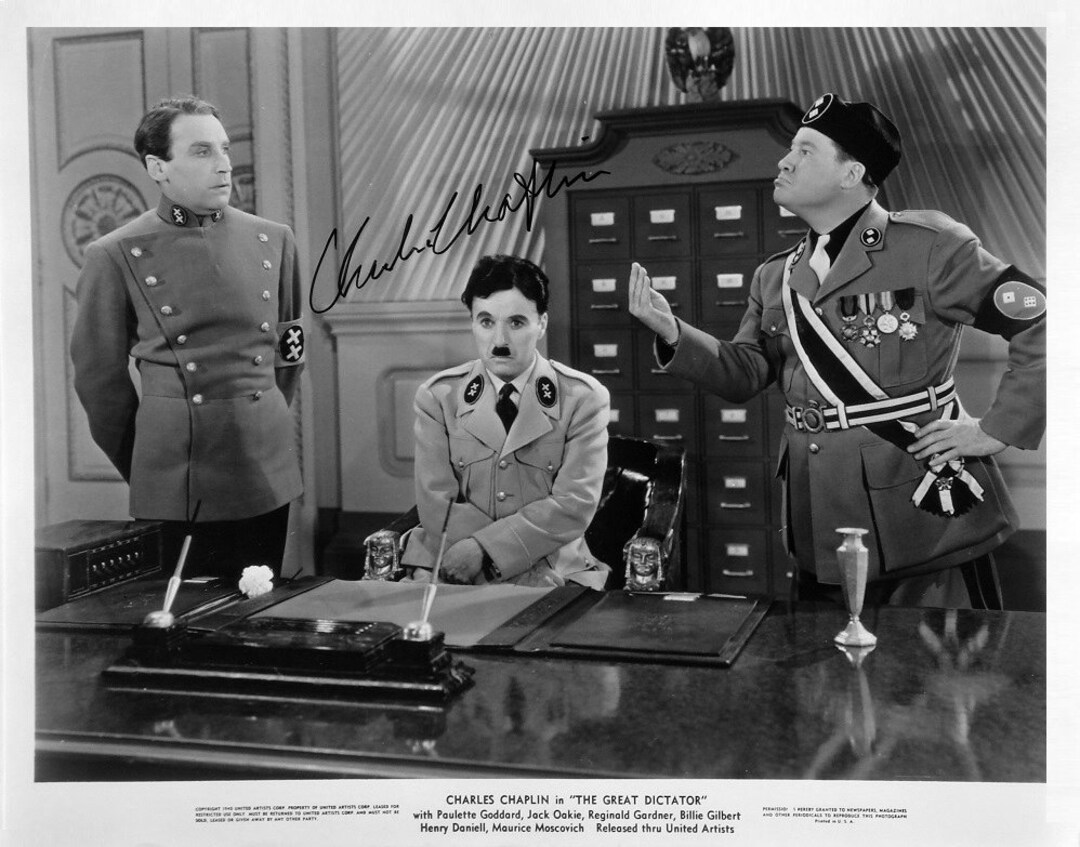 Charlie Chaplin Signed Photo - the Great Dictator W/COA - Etsy