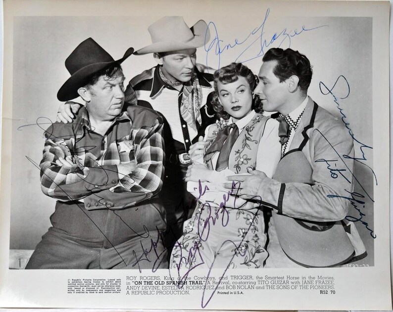 Roy Rogers & Cast Signed Photo X4 - Andy Devine, Jane Frazee, Tito ...