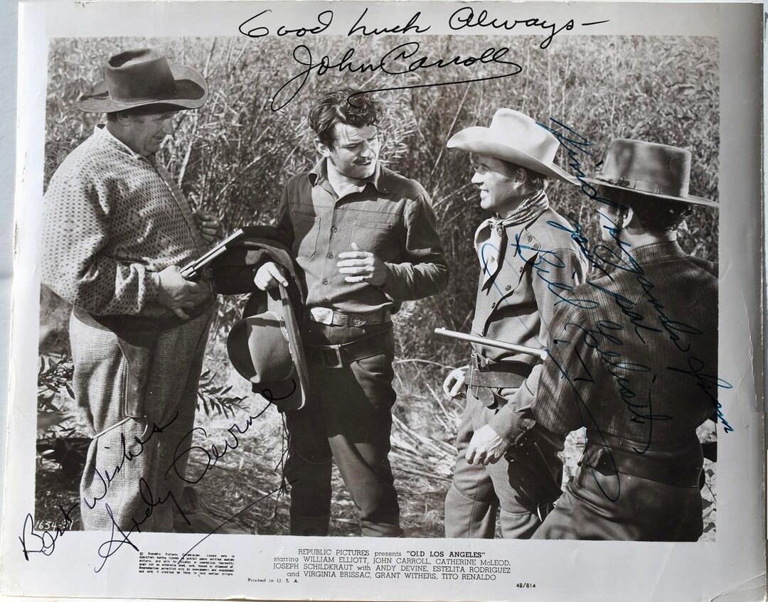 Old Los Angeles Cast Signed Photo X3 – Andy Devine, John Carroll, Bill ...