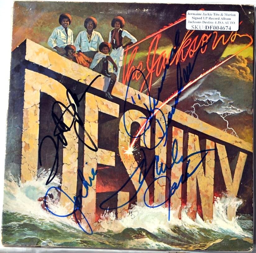 Jackson Five Destiny Signed Album X4 Jermaine, Tito, Jackie, Marlon W ...
