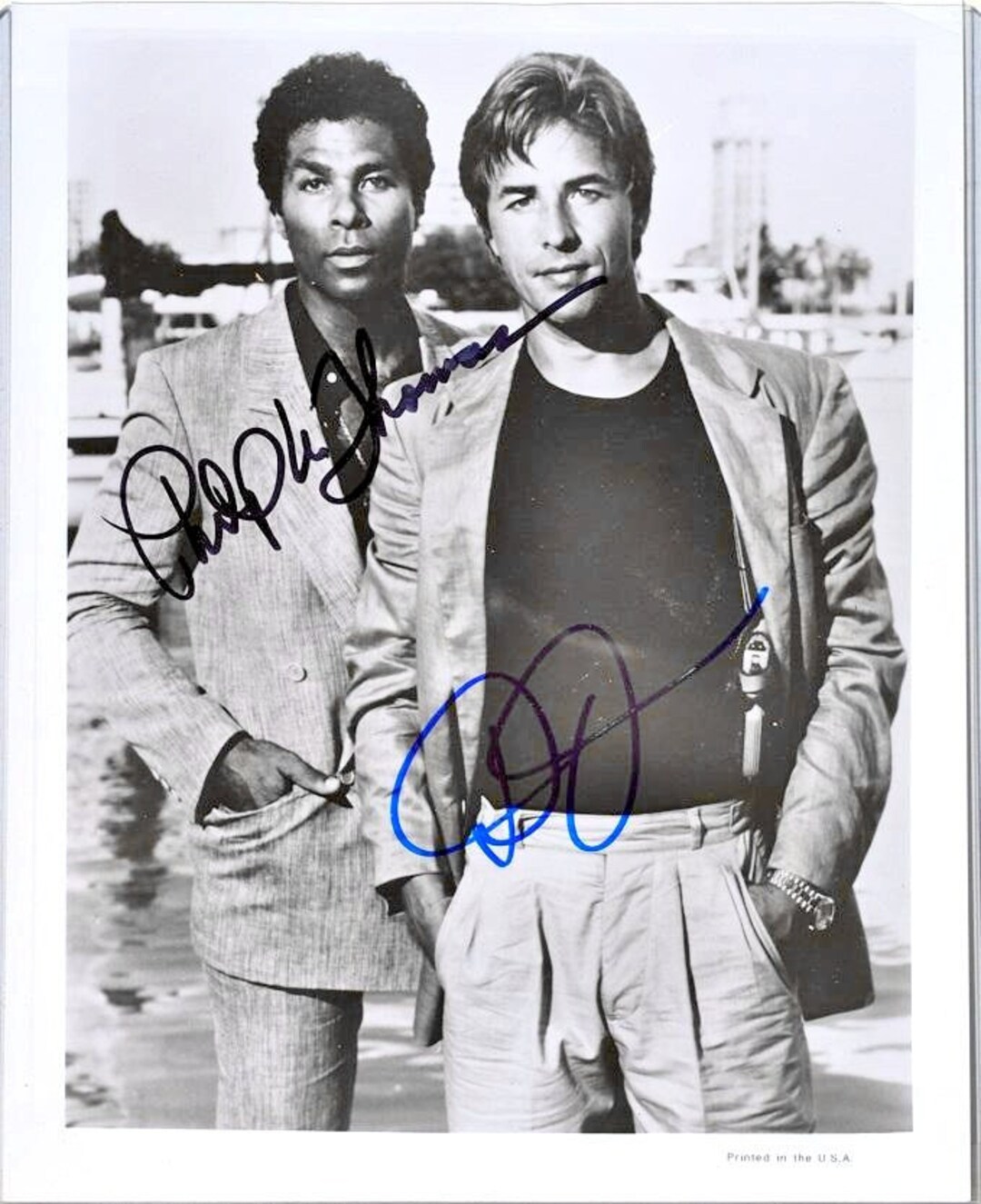 Miami Vice Cast Signed Photo X2 Don Johnson & Philip Michael Thomas W ...