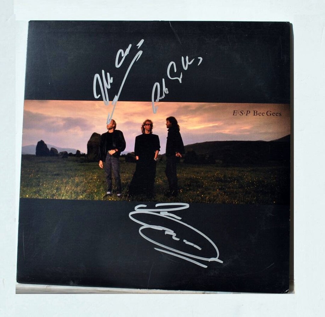 Bee Gees - E.S.P. Album Cover Signed X3 - Barry, Robin & Maurice Gibb ...