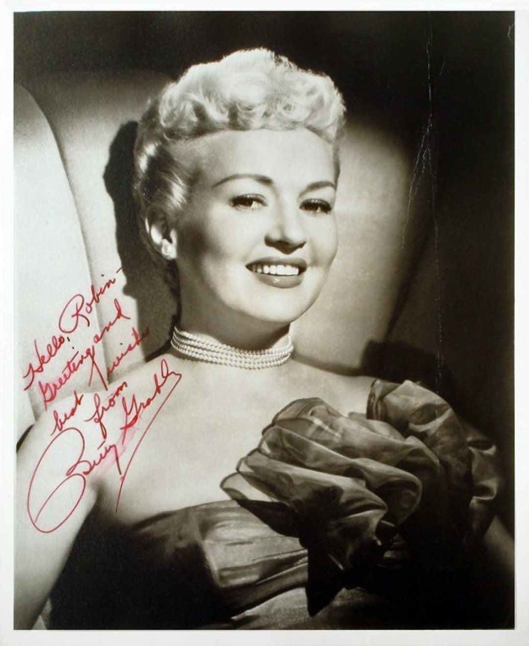 Betty Grable Signed Autographed Photo - Pin-up Girl W/COA - Etsy