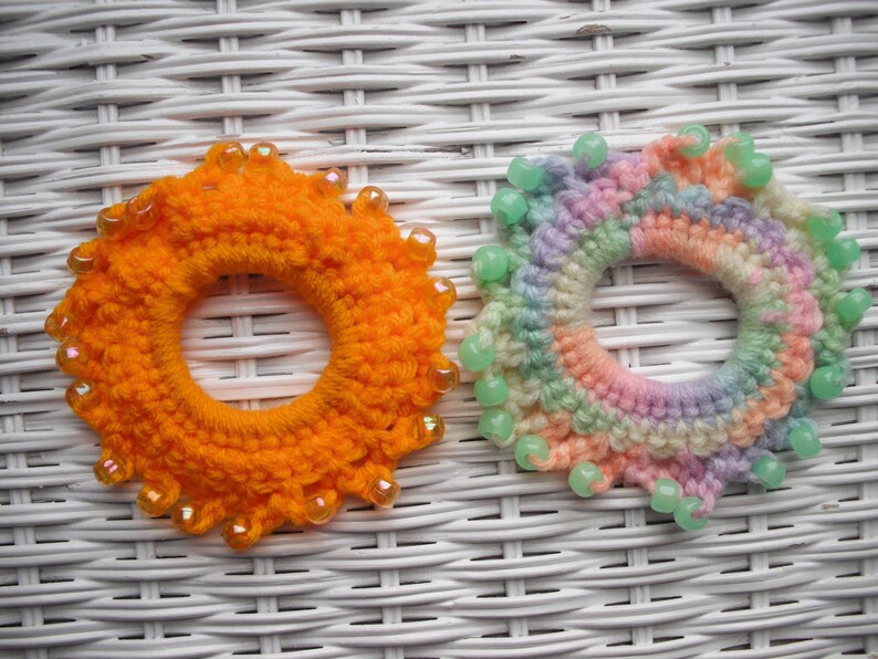Crochet Scrunchies With Beads - Etsy