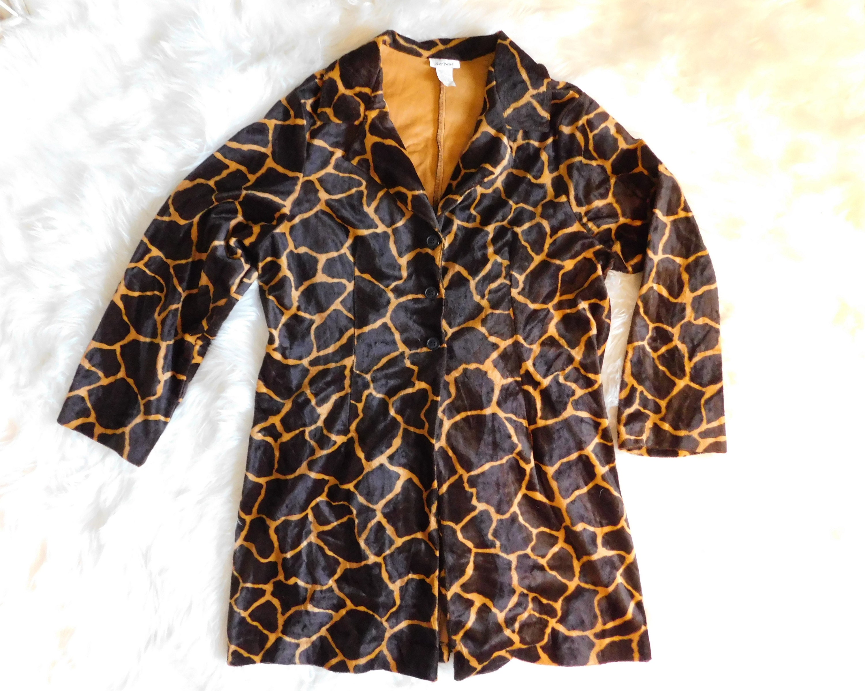 90's Faux Fur Giraffe Print Jacket by Sense | Etsy