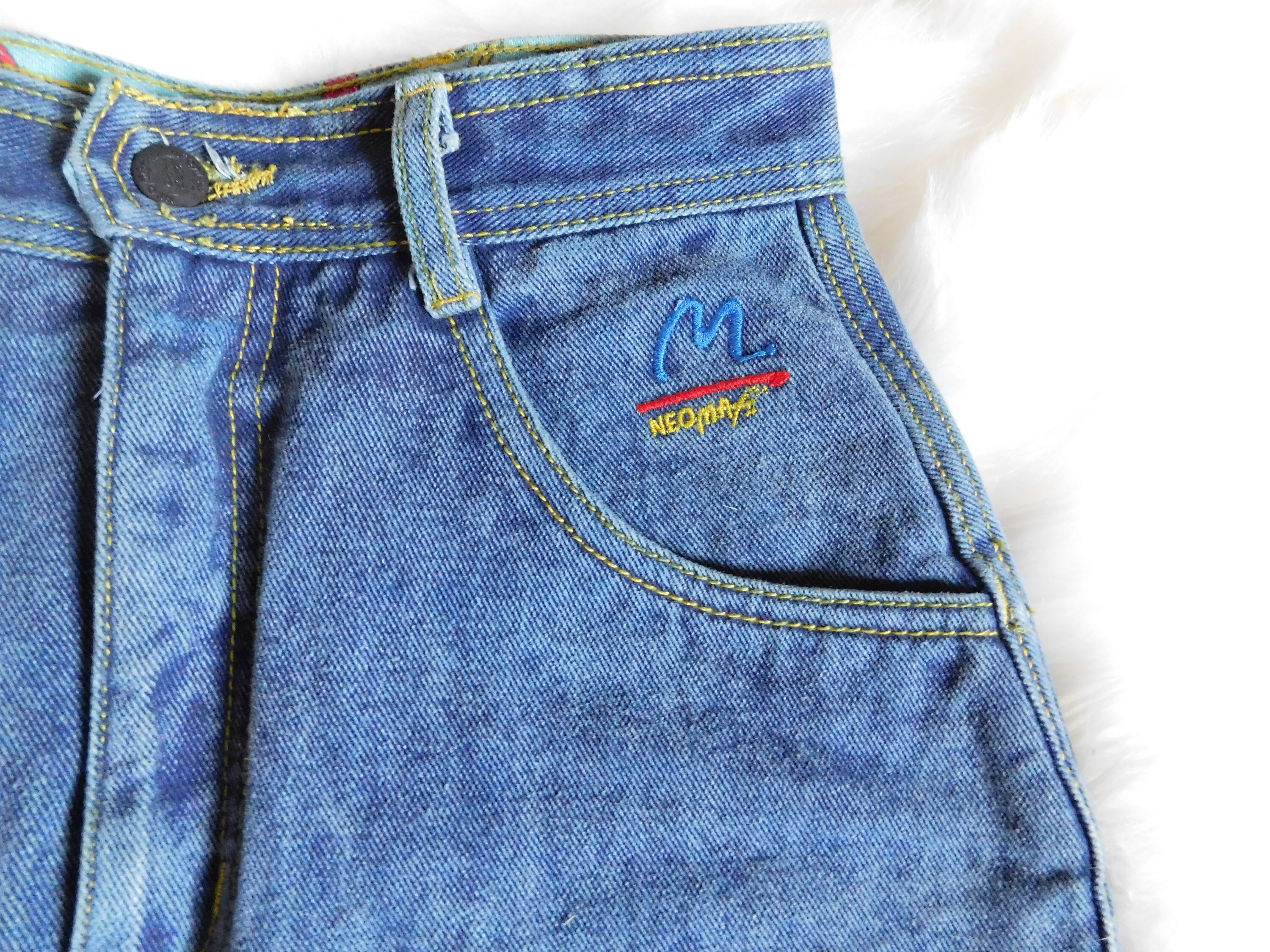 80s NeoMax Denim Pencil Skirt / Vintage Jean Skirt / Hand | Etsy