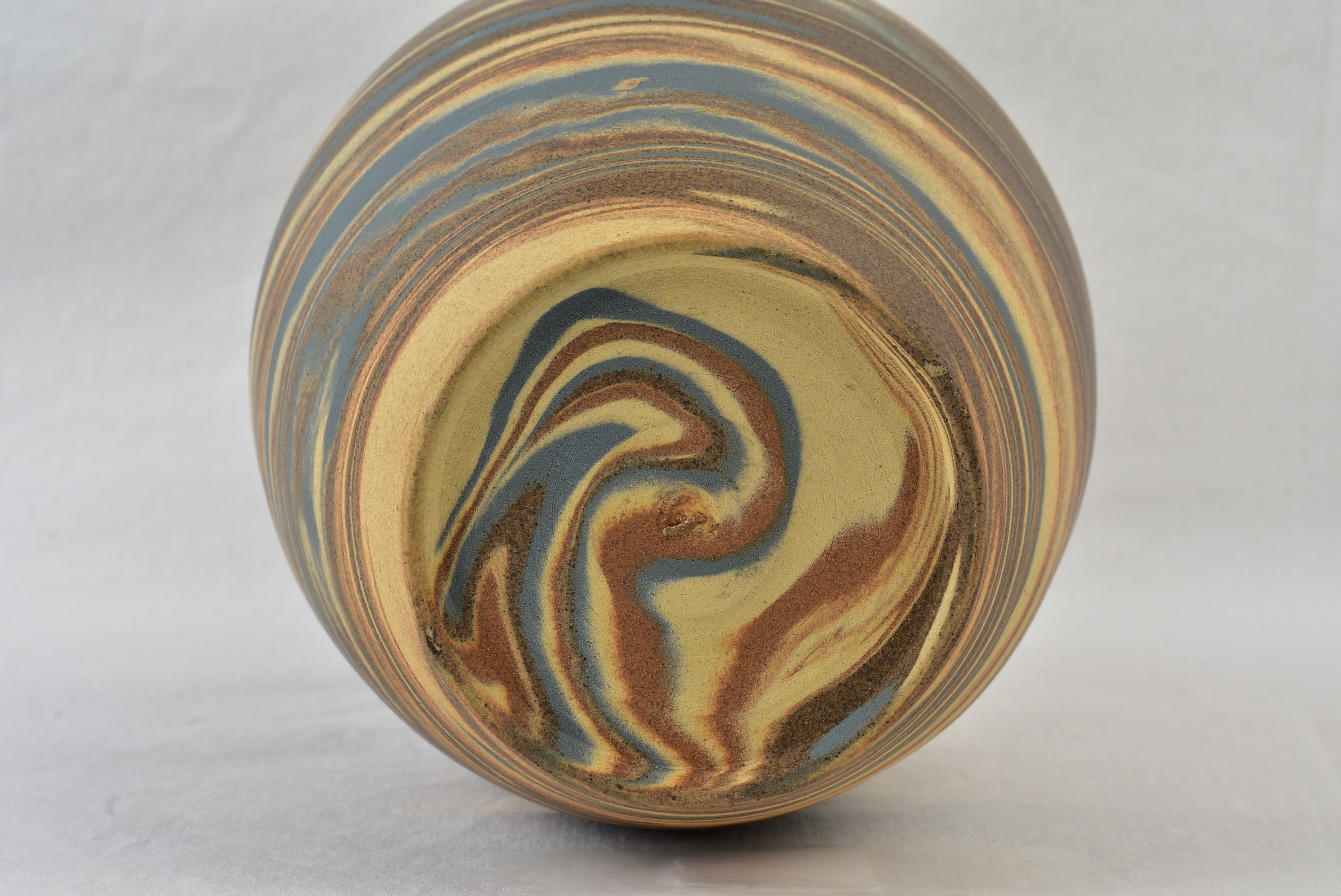 Evans Pottery 1930 's Brown Blue Swirl Bottle Vase - Etsy
