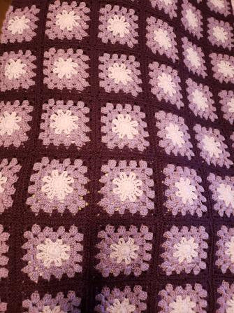 Purple Granny Square Crochet Blanket - Etsy