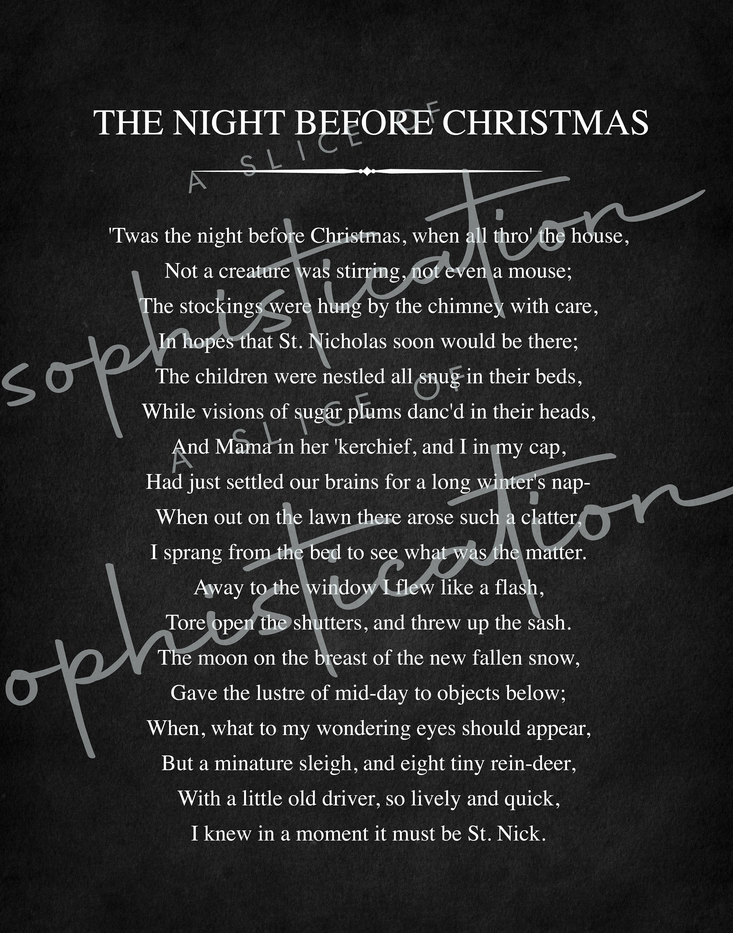 The Night Before Christmas Printable Sign: 3 Backgrounds (11x14 ...