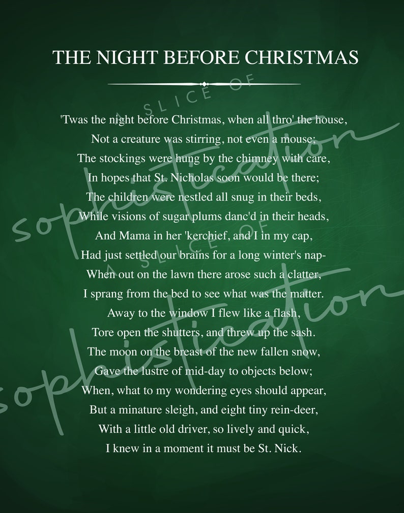 The Night Before Christmas Printable Sign: 3 Backgrounds (11x14 ...