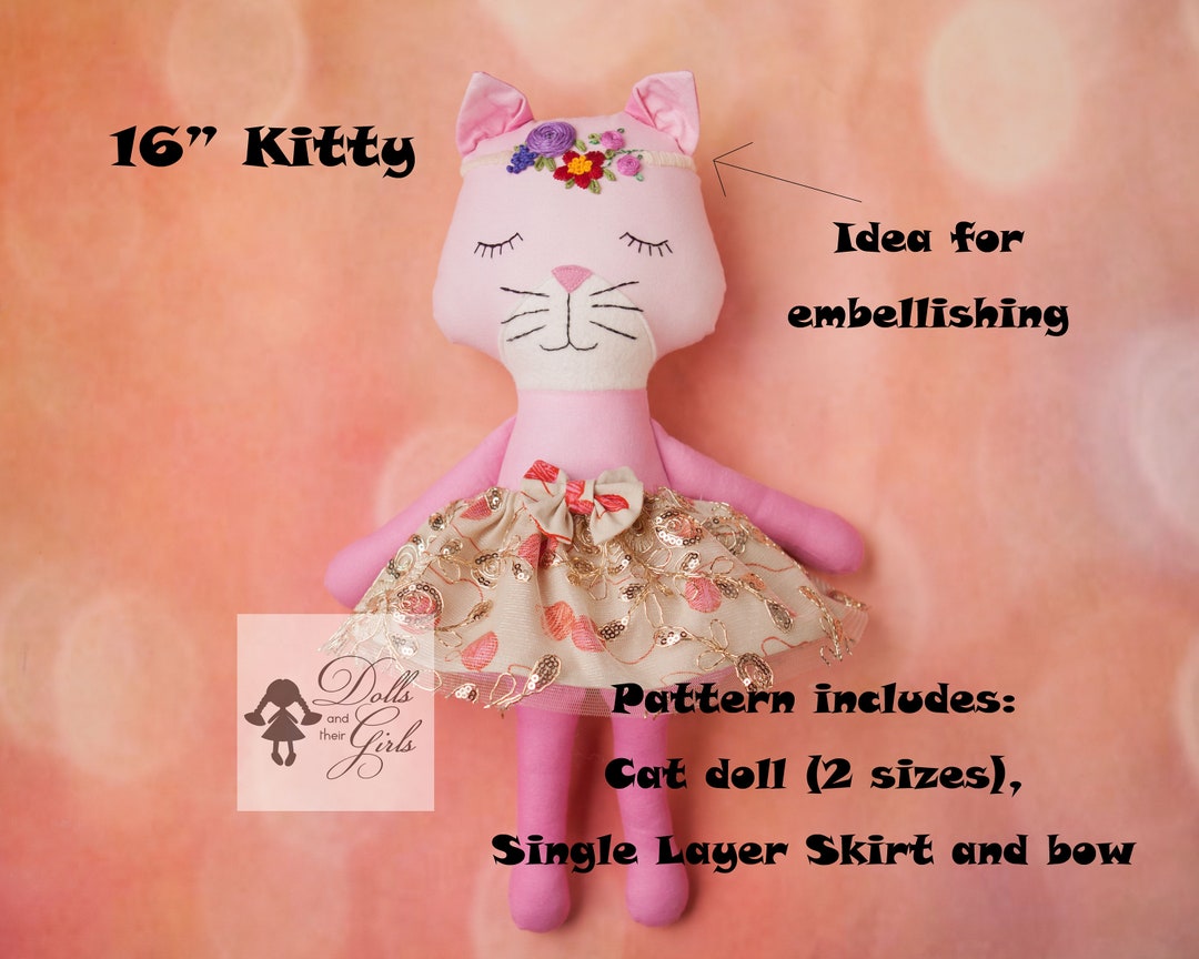 Cat Doll Pattern, Kitty Doll Pattern, Rag Doll Cat Pattern, Cloth Doll ...