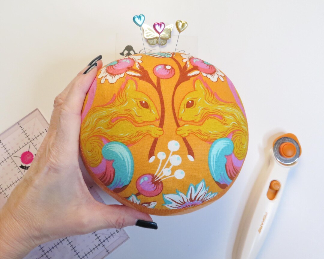 Jumbo Tula Pink Squirrel Pincushion - Pincushion Gift for the Sewist, Heart Pins Included--all ...