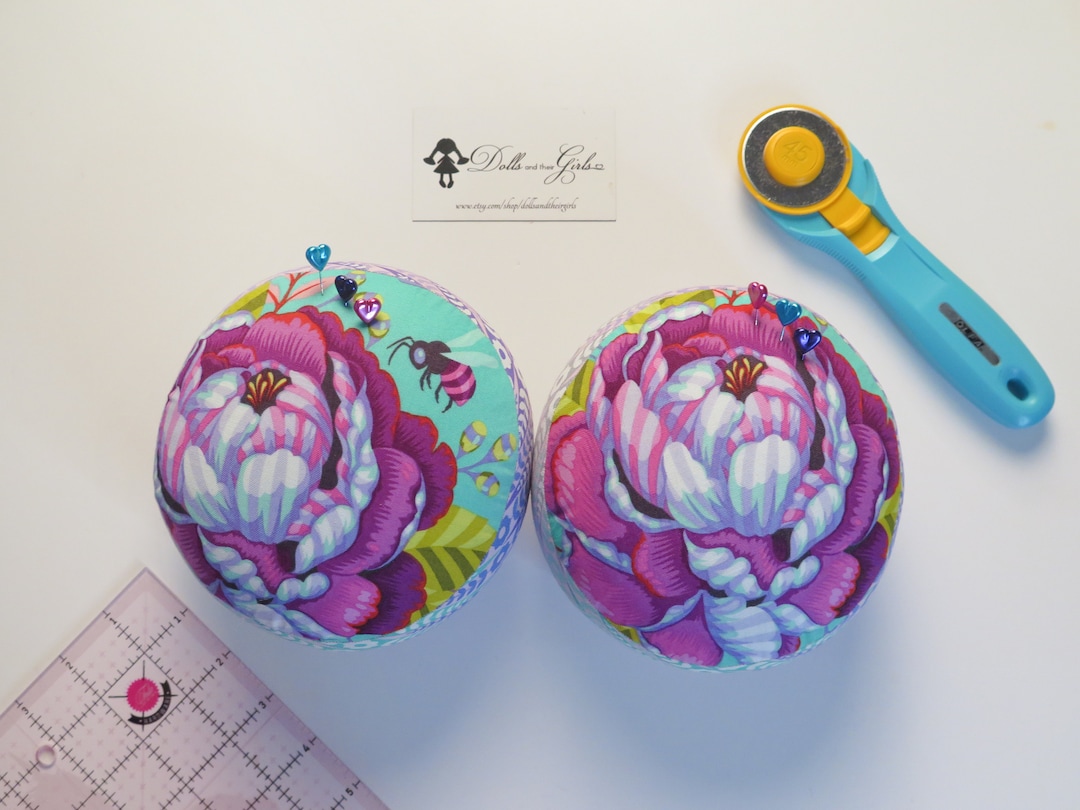 Jumbo Floral Moon Garden Tula Pink Pincushion (pink/lavender) -- Choice of Bee or Flower Only - Etsy