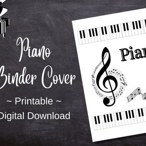 Piano Binder Cover Printable / Letter Size / School Binder Cover ...
