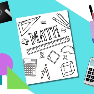 Math Binder Cover Printable / Letter Size / School Binder Cover ...