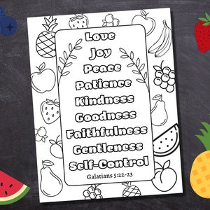 Fruit of the Spirit Coloring Page Printable / Bible Verse/ Sunday ...