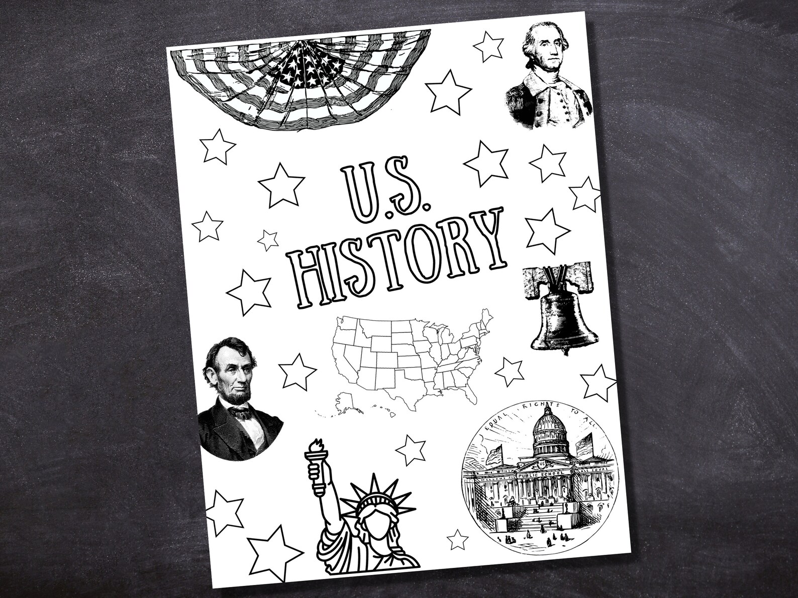 U.S. HISTORY Binder Cover Printable / Letter Size / School Binder Cover ...