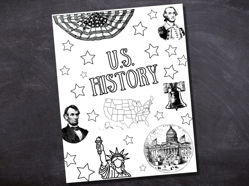 U.S. HISTORY Binder Cover Printable / Letter Size / School Binder Cover ...