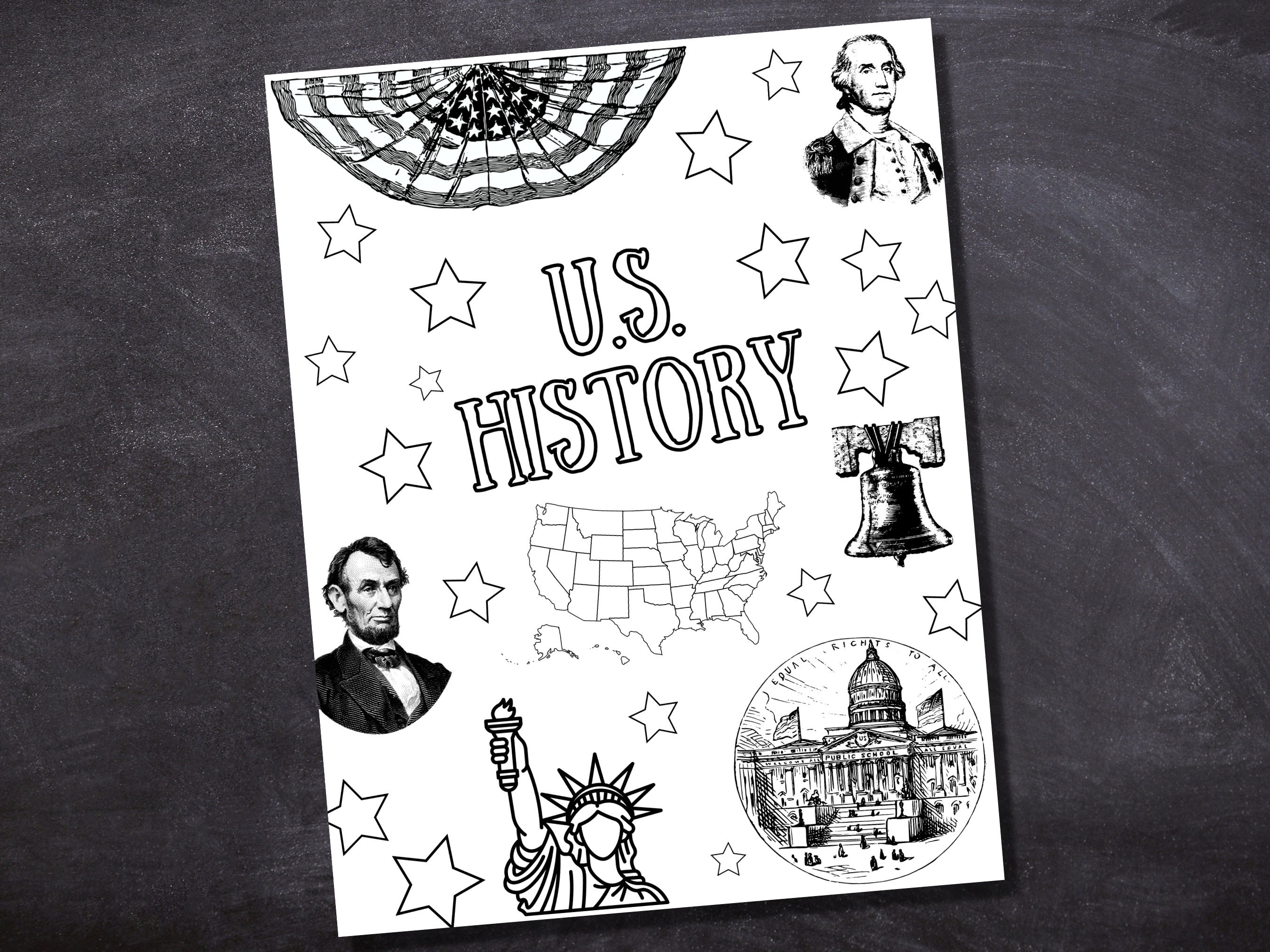 U.S. HISTORY Binder Cover Printable / Letter Size / School Binder Cover ...