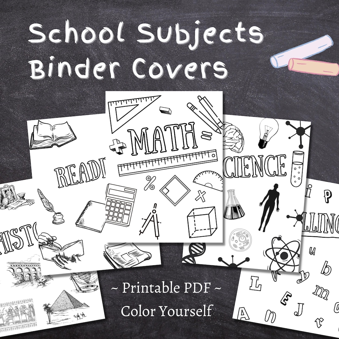 School Subjects Binder Cover Printable / Letter Size / Teacher Binder ...