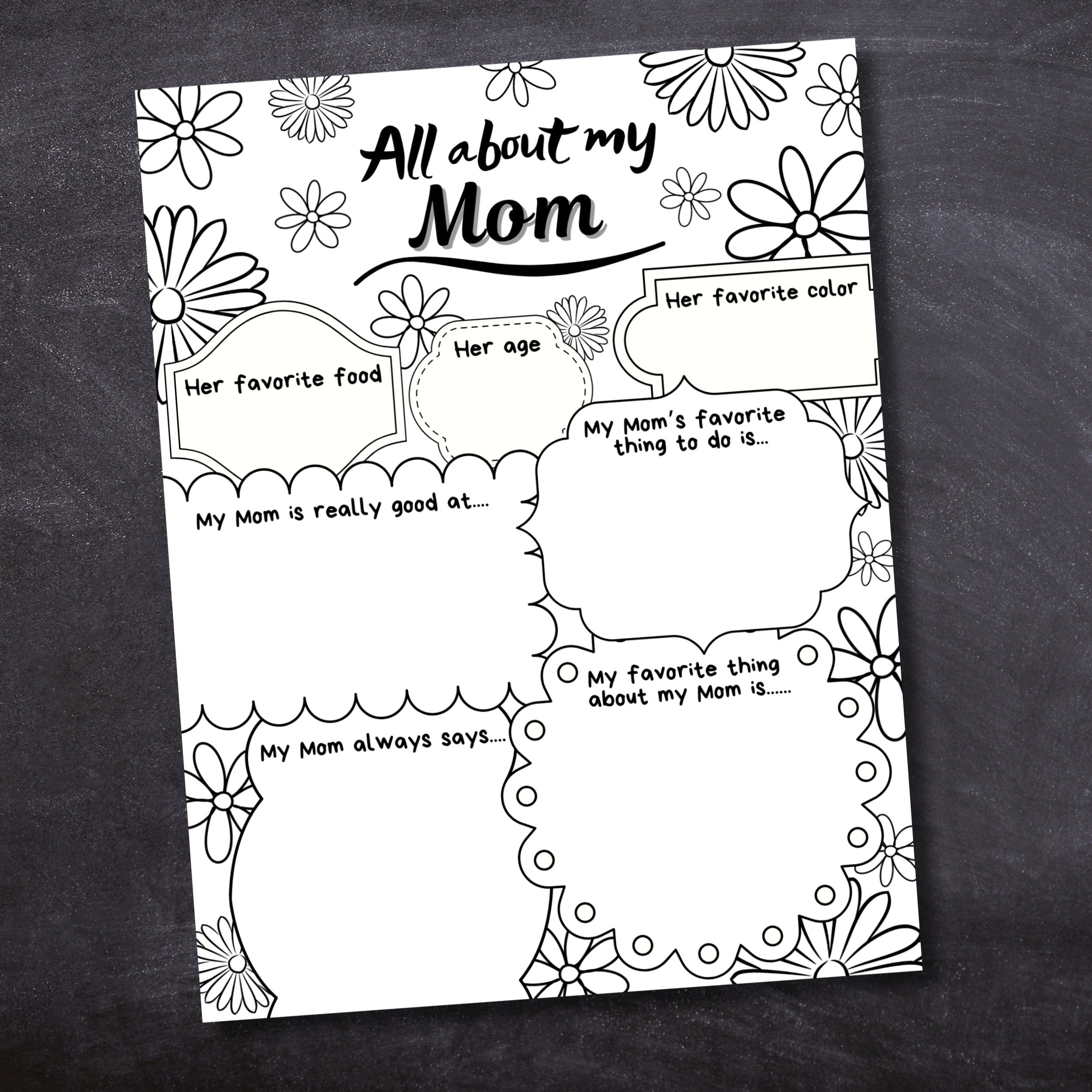 All About My Mom / Mother's Day Printable / My Mom Coloring Page / All ...