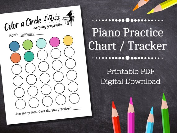 Piano Practice Chart Printable / Piano Practice Log Template / - Etsy