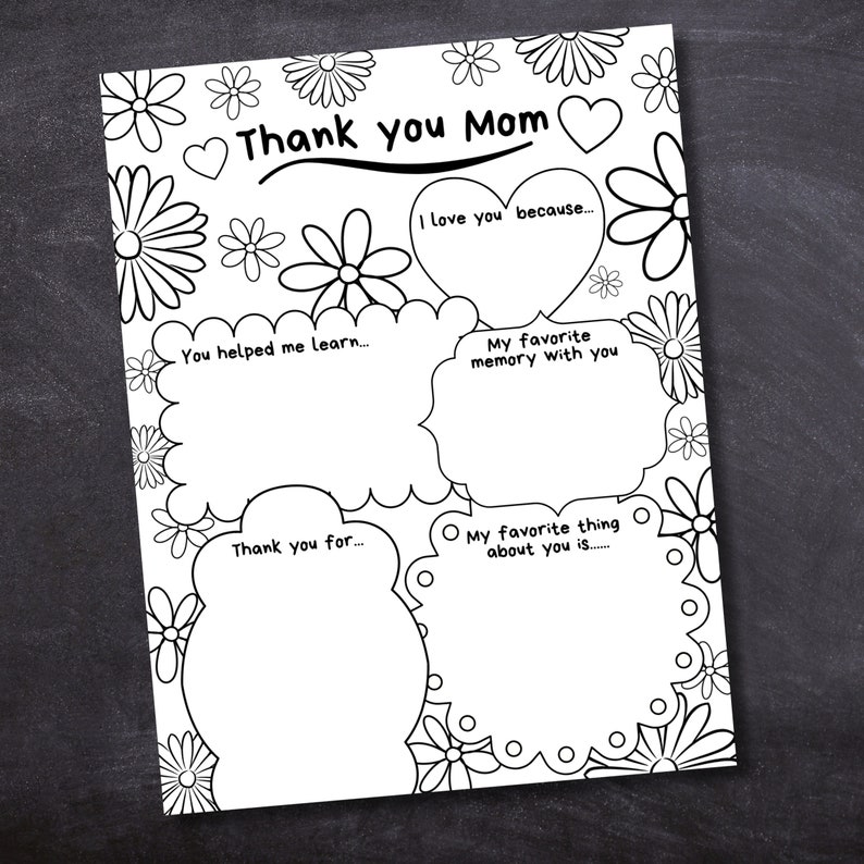 Thank You Mom / Mother's Day Printable / My Mom Coloring Page / Thank ...