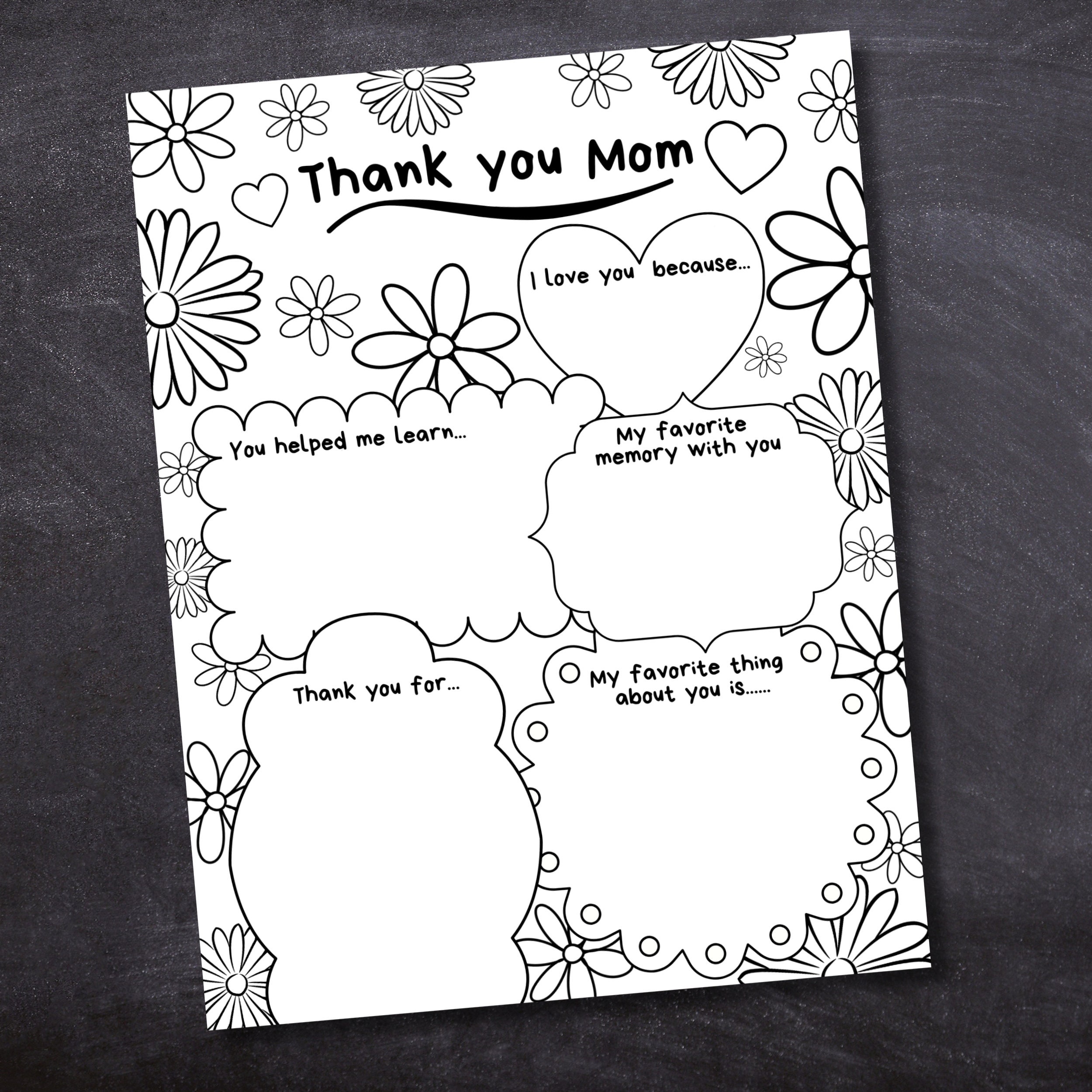 Thank You Mom / Mother's Day Printable / My Mom Coloring Page / Thank ...