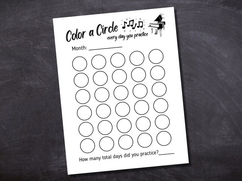 Piano Practice Chart Printable / Piano Practice Log Template / Piano ...