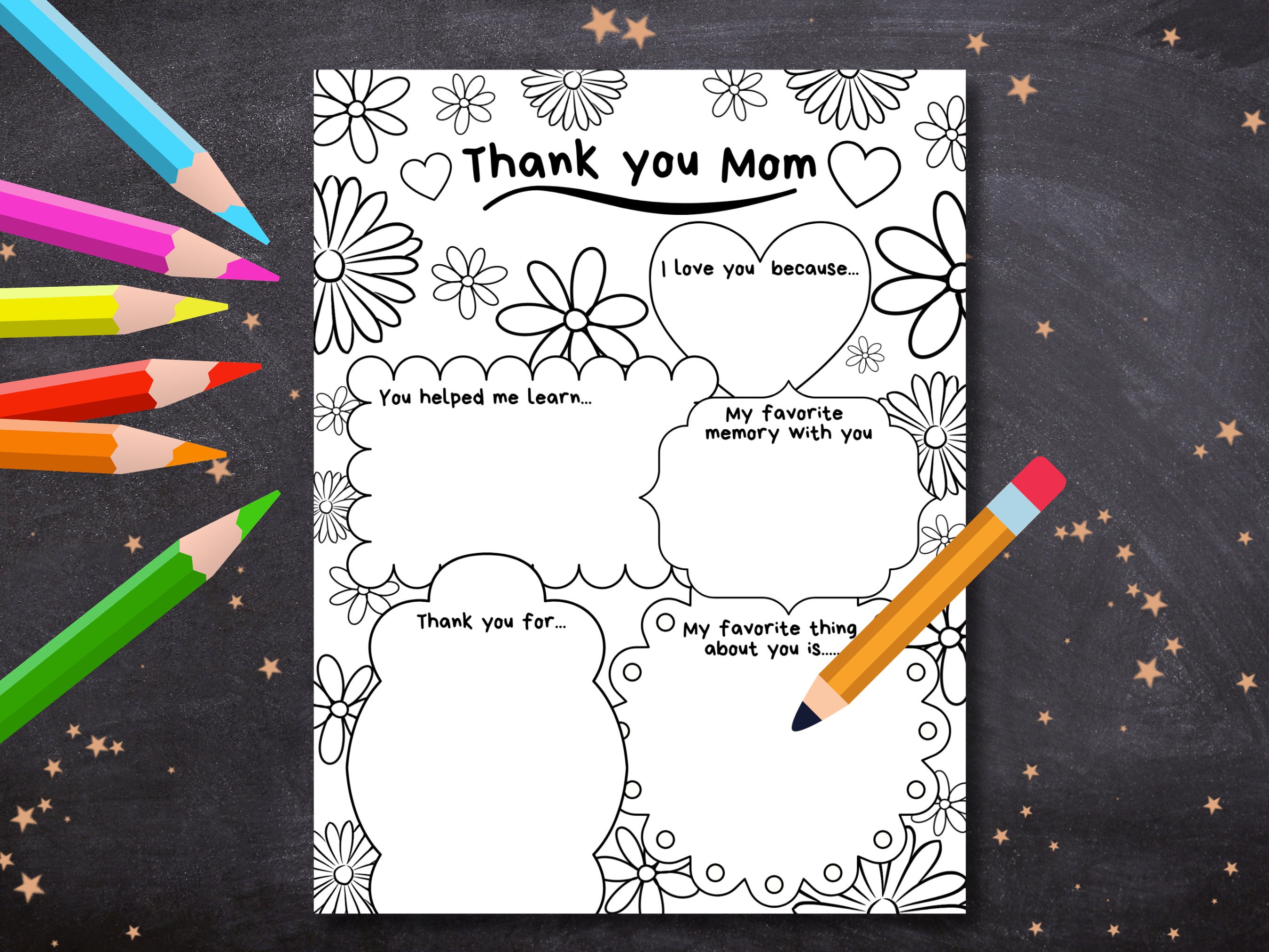 Thank You Mom / Mother's Day Printable / My Mom Coloring Page / Thank ...
