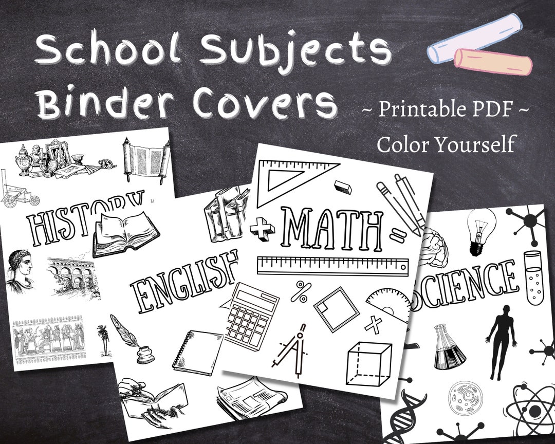 School Subjects Binder Cover Printable / Letter Size / Teacher - Etsy