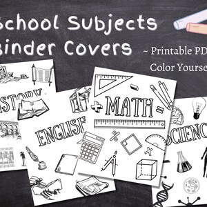 School Subjects Binder Cover Printable / Letter Size / Teacher - Etsy