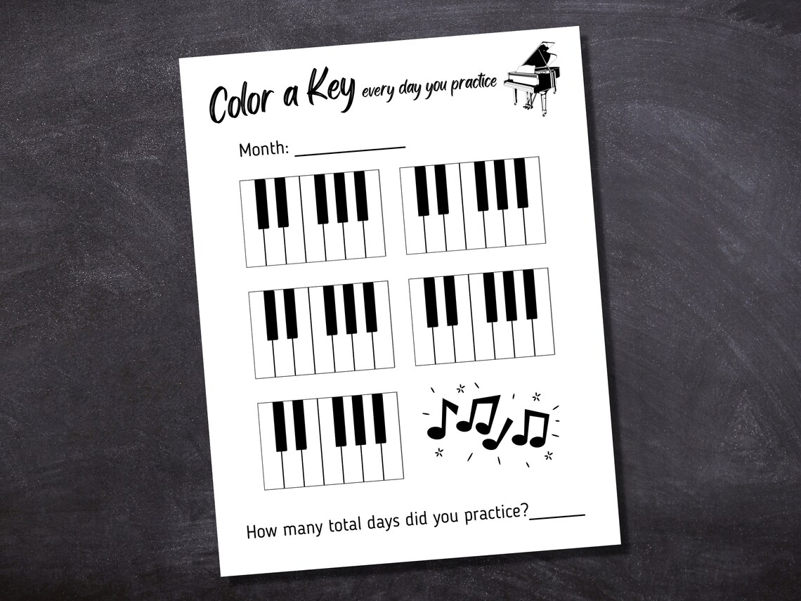 Piano Practice Chart Printable / Piano Practice Log Template / Piano ...