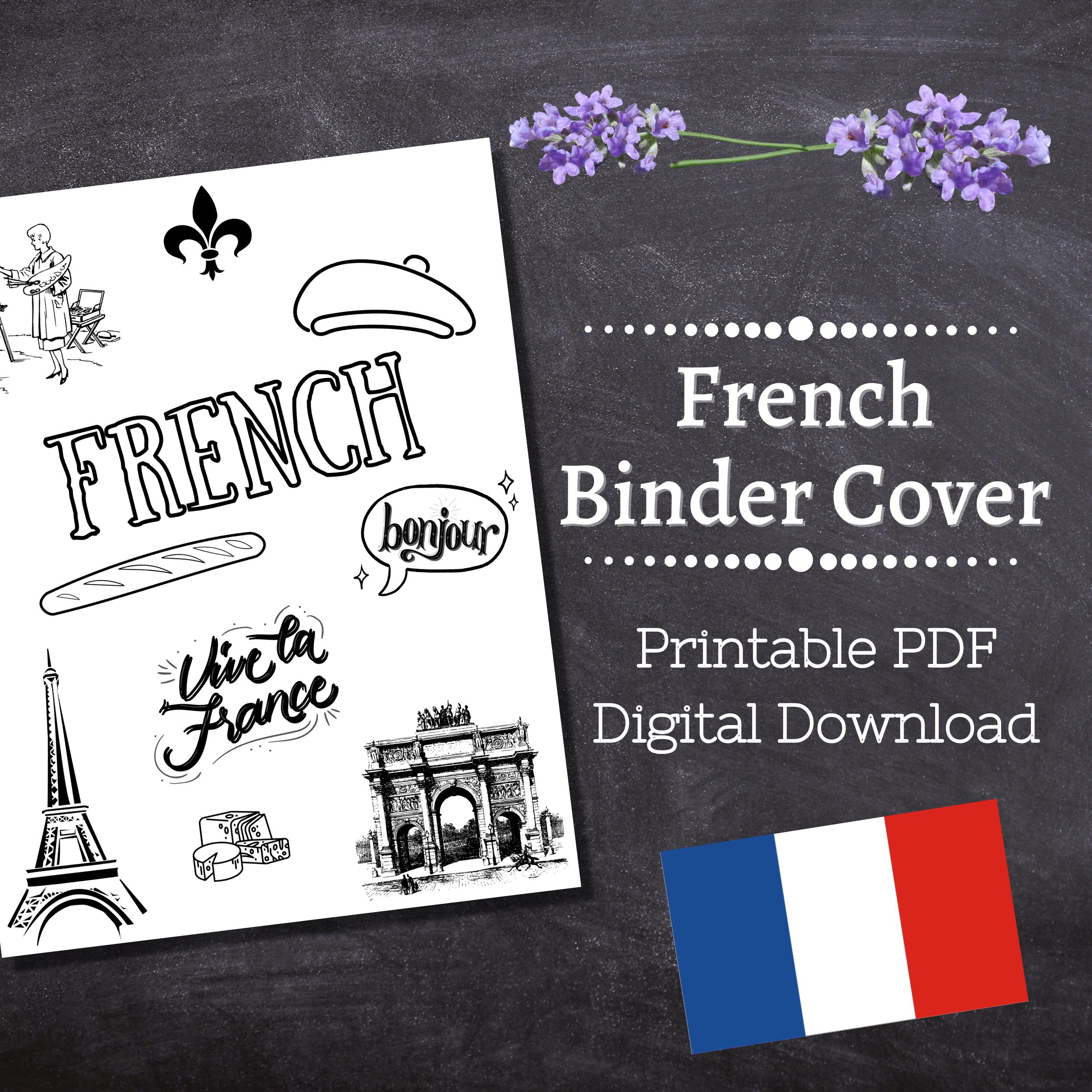 FRENCH Binder Cover Printable / Letter Size / School Binder Cover ...