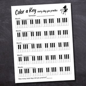 Piano Practice Chart Printable / Piano Practice Log Template / Piano ...