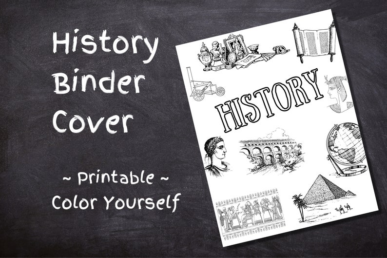 History Binder Cover Printable / Letter Size / School Binder Cover ...
