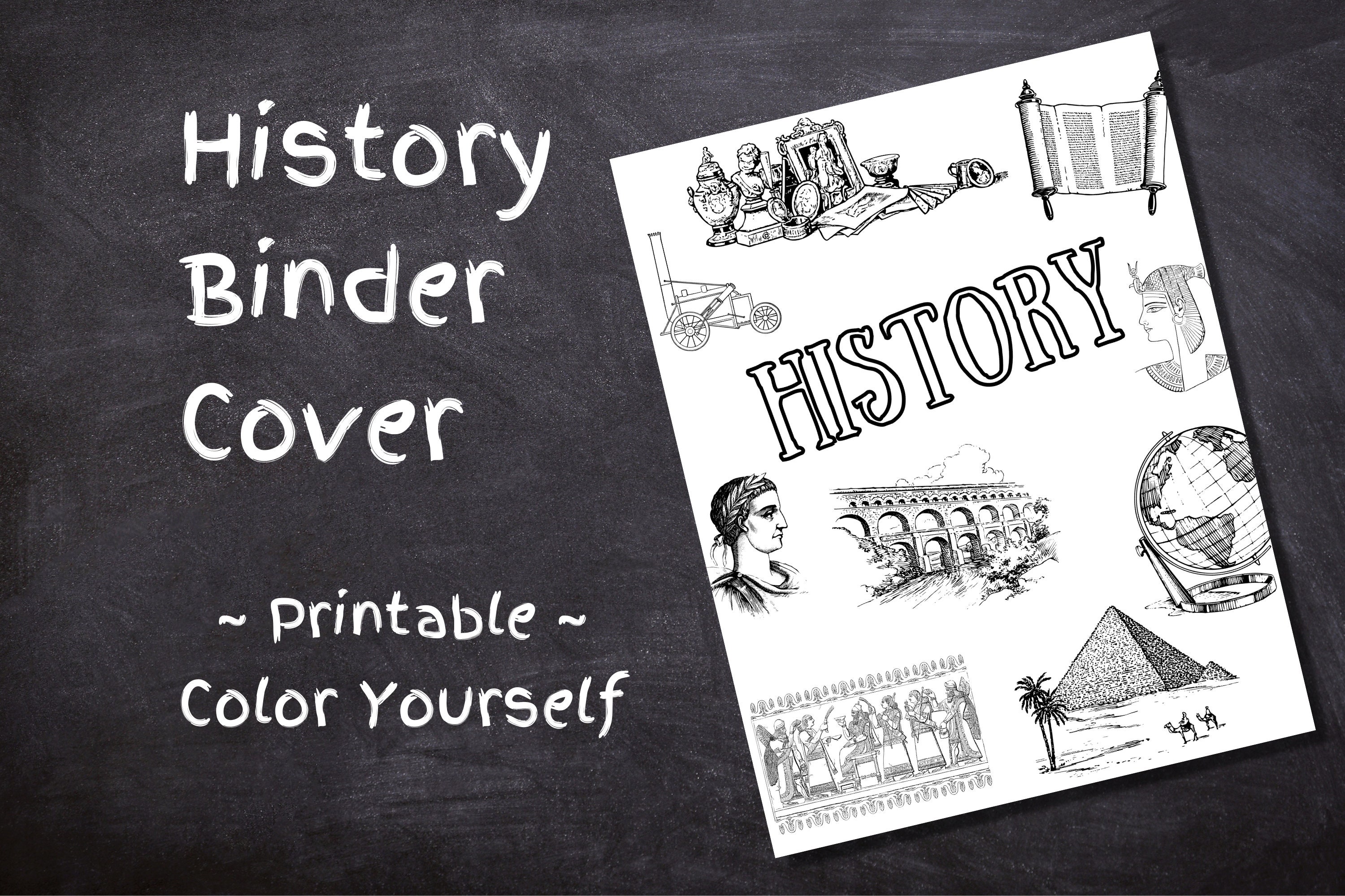 History Binder Cover Printable / Letter Size / School Binder Cover ...