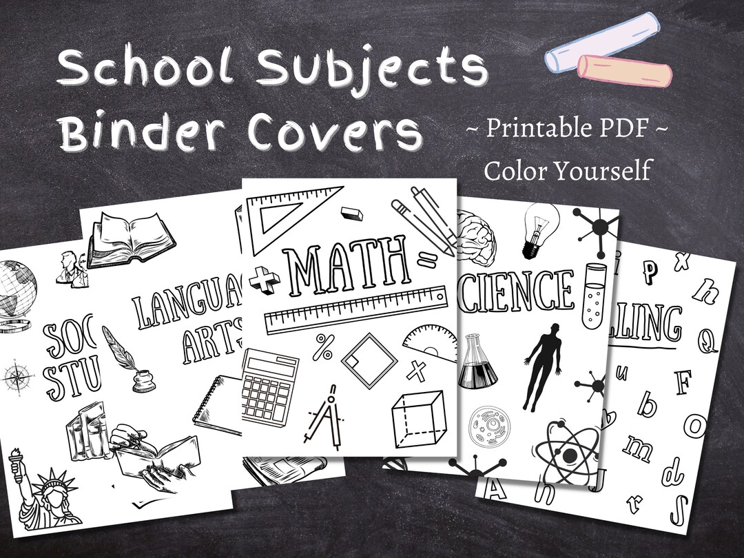 School Subjects Binder Cover Printable / Letter Size / Teacher Binder ...