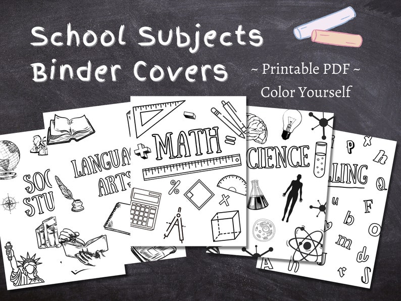 School Subjects Binder Cover Printable / Letter Size / Teacher - Etsy