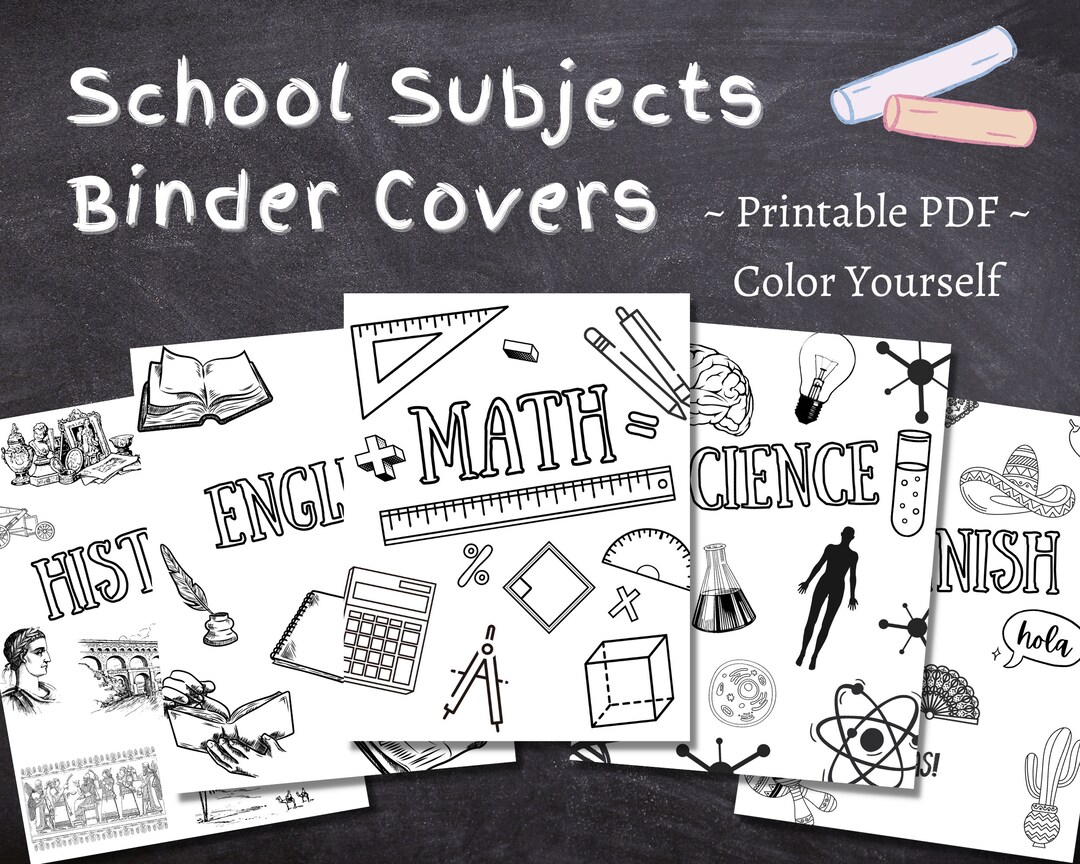 School Subjects Binder Cover Printable / Letter Size / Teacher Binder ...