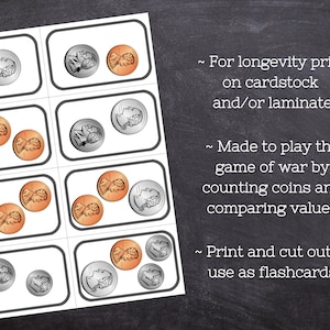 Money War Game Coin Comparison Printable / Coin Counting Flashcards ...