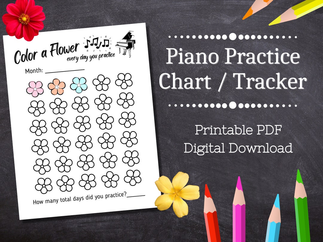 Piano Practice Chart Printable / Piano Practice Log Template / Piano ...