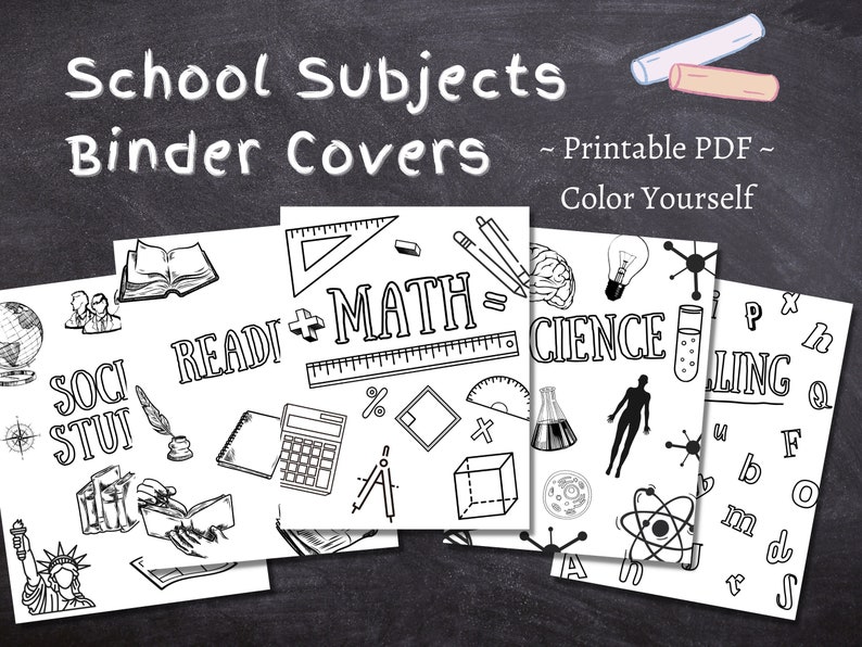 School Subjects Binder Cover Printable / Letter Size / Teacher Binder ...