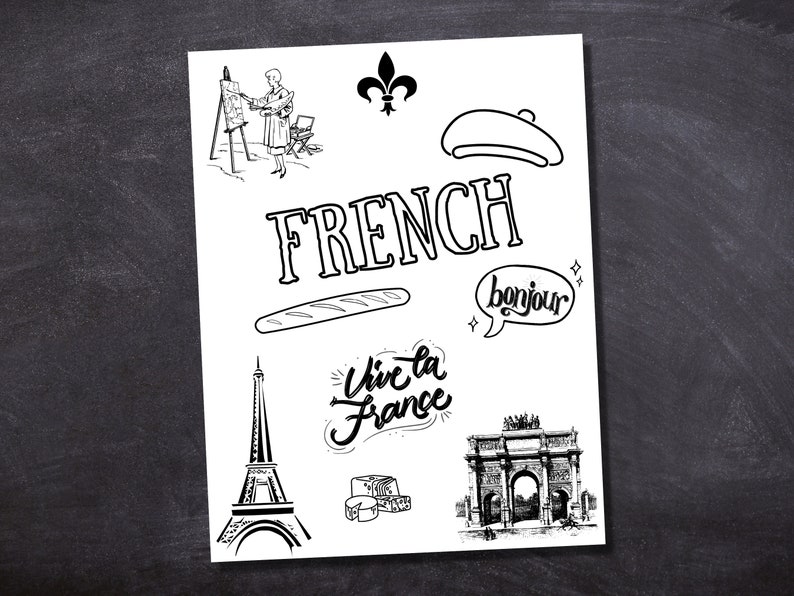 FRENCH Binder Cover Printable / Letter Size / School Binder Cover ...