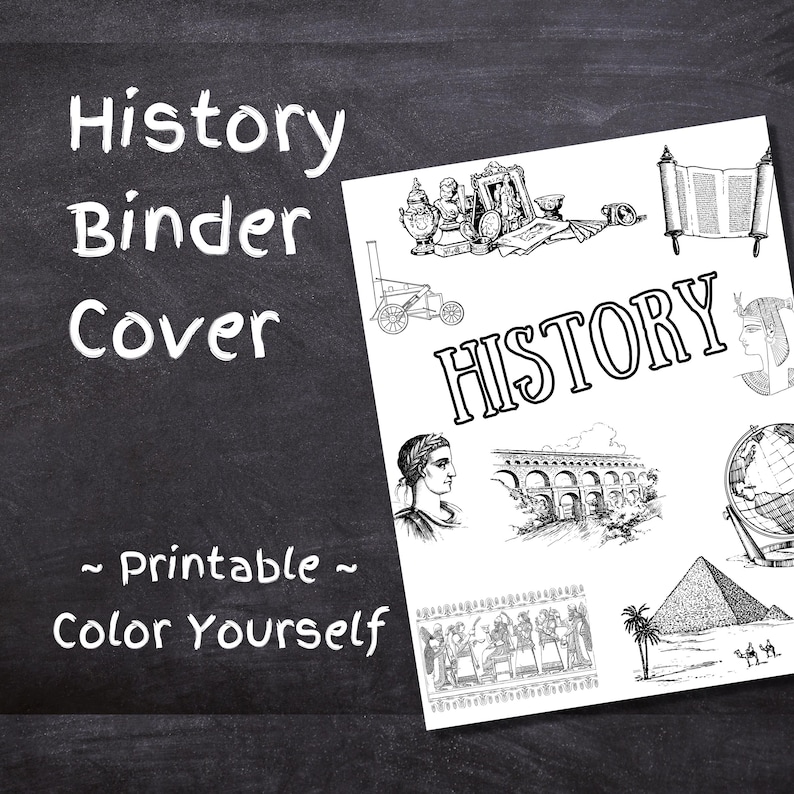 History Binder Cover Printable / Letter Size / School Binder Cover ...