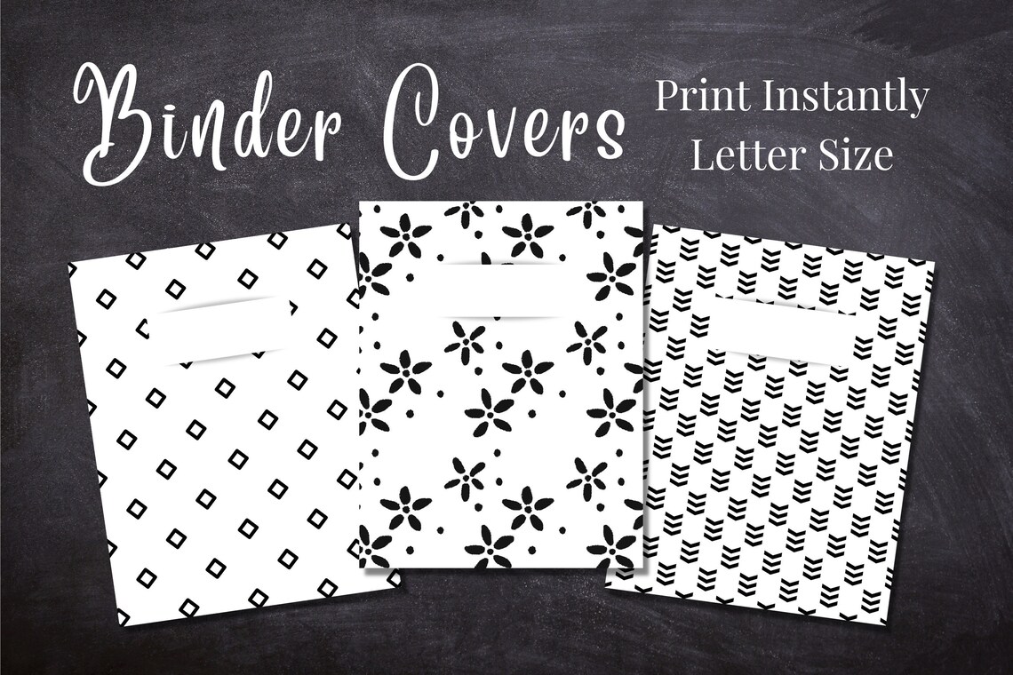 Black and White Binder Cover Printable / Letter Size / School | Etsy