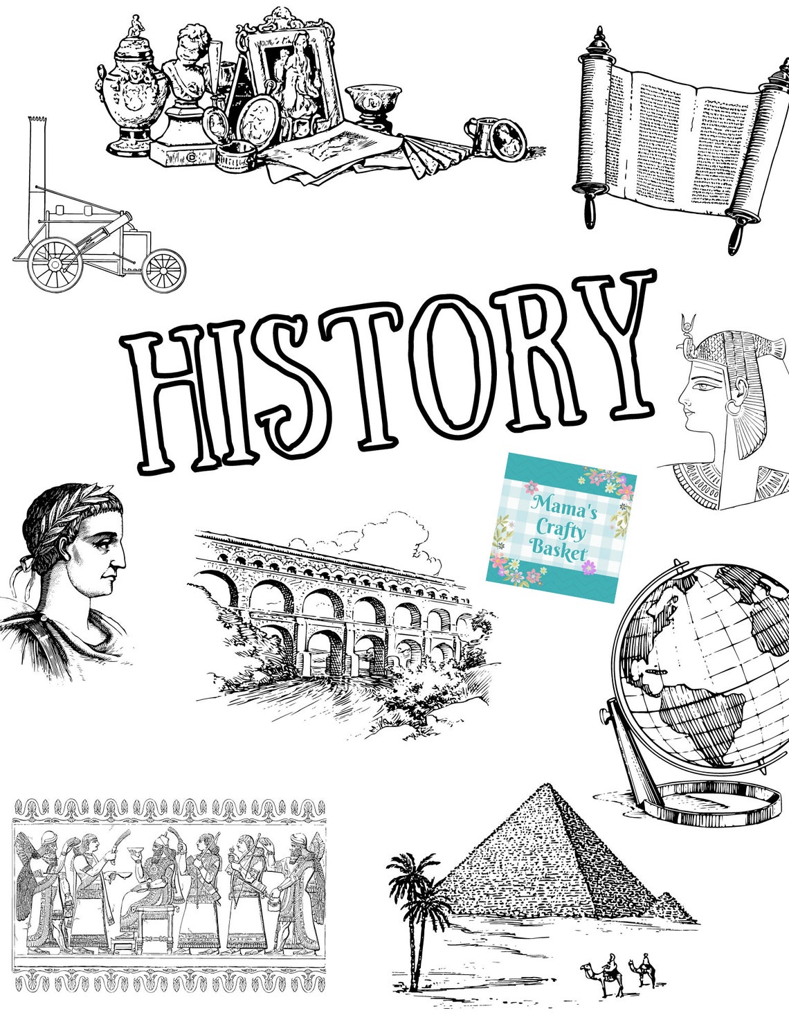 History Binder Cover Printable / Letter Size / School Binder Cover ...