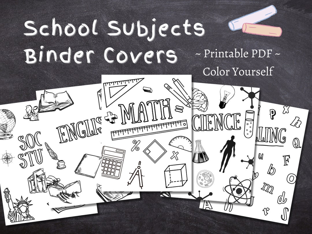 School Subjects Binder Cover Printable / Letter Size / Teacher Binder ...