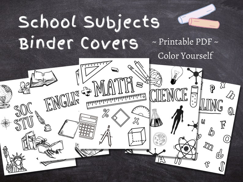 School Subjects Binder Cover Printable / Letter Size / Teacher Binder ...